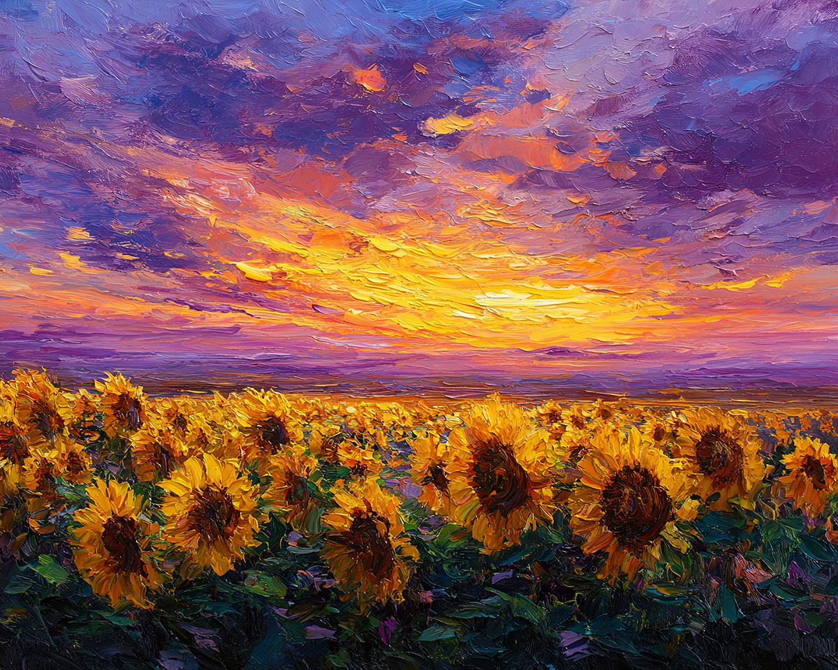 sunflowers sunset