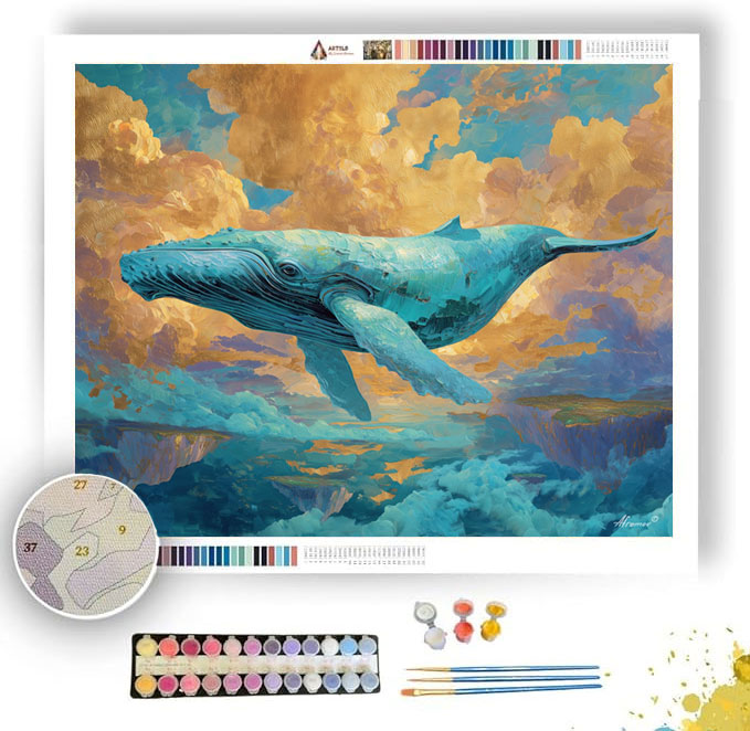 TURQUOISE SKY WHALE - Paint by Numbers Full Kit