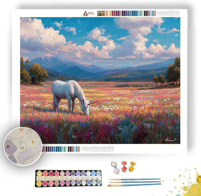 HORNED HORSE MEADOW - Paint by Numbers Full Kit
