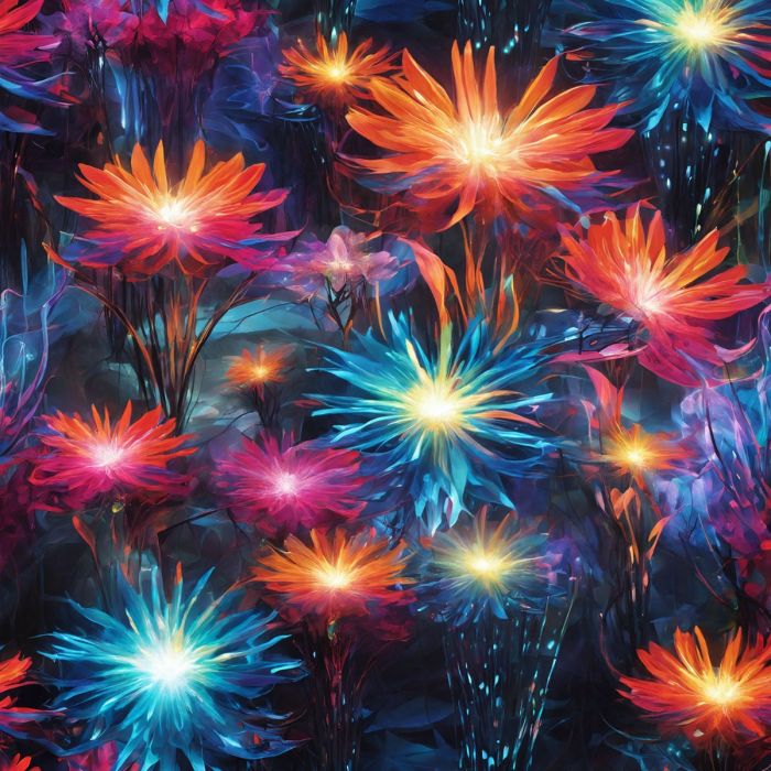 QUANTUM GARDEN BLOOMS - UNIQUE ONE-OF-A-KIND ORIGINAL OIL PAINTING ON ...