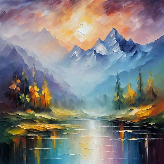 MISTY PEAKS - UNIQUE ONE-OF-A-KIND ORIGINAL OIL PAINTING ON CANVAS