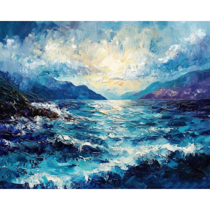 AZURE ECHO - One-of-a-kind, 100% hand-painted original oil painting on ...