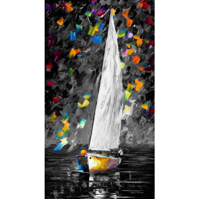 WHITE SAIL B&W by Leonid Afremov