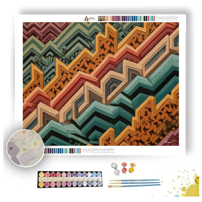 AZTEC RIVER PATTERN - Paint by Numbers Full Kit