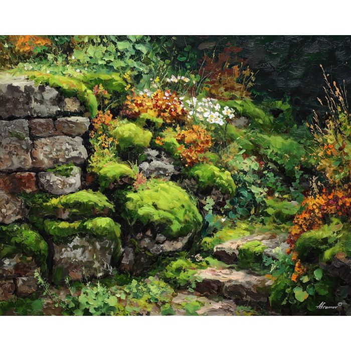 ANCIENT MOSS GARDEN | Plant Oil Painting