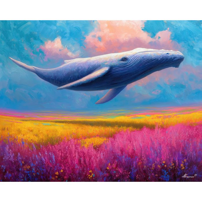 SKY WHALE ABOVE MEADOWS - Paint by Numbers Full Kit