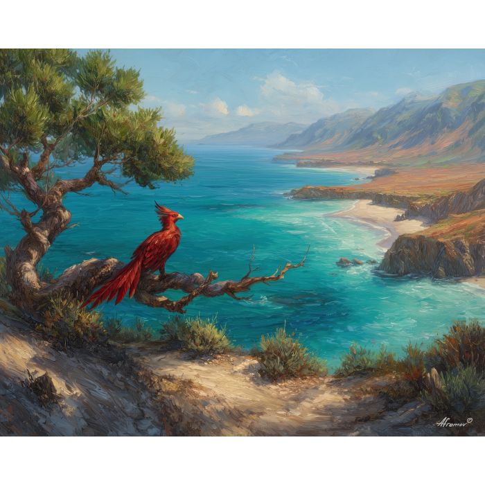 SUNFEATHER PHOENIX SHORE | Fantasy Creature Oil Painting