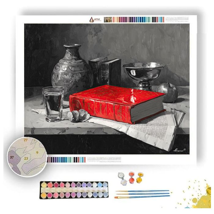 RED BOOK STILL B&W - Paint by Numbers Full Kit