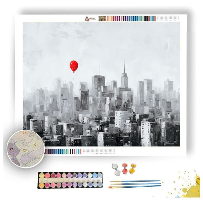 SCARLET BALLOON SKY B&W - Paint by Numbers Full Kit