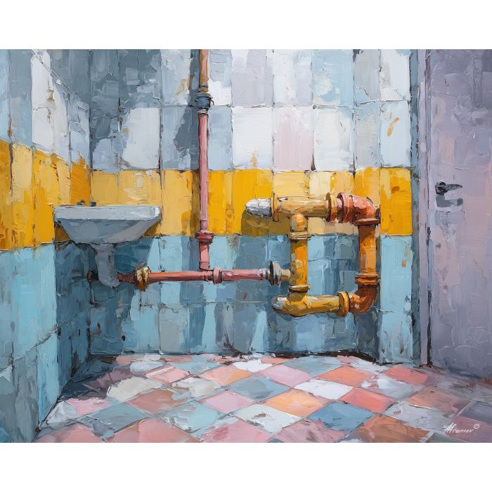 PLAYFUL SUBTLE PATTERN | Funny Bathroom Palette Knife Painting