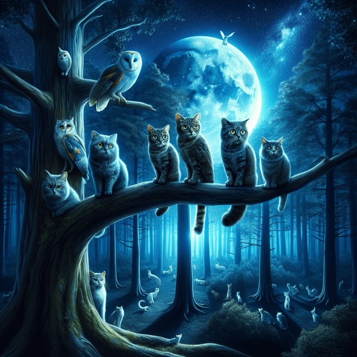 CATS AND OWLS - 100% UNIQUE Hand-painted ONE-OF-A-KIND ORIGINAL OIL ...