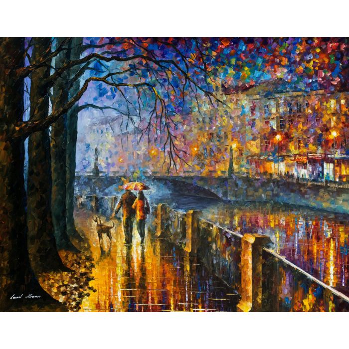 ALLEY BY THE RIVER - 100% hand painted oil painting on canvas by Leonid ...