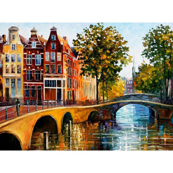 THE GATEWAY TO AMSTERDAM - 100% hand-painted and signed by Leonid Afremov