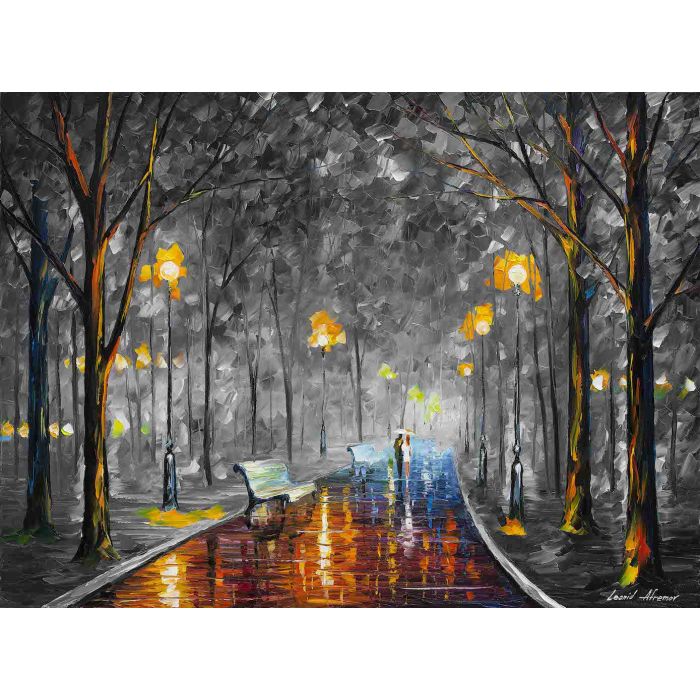 MISTY MOOD NIGHT B&W - 100% hand-painted and signed by Leonid Afremov