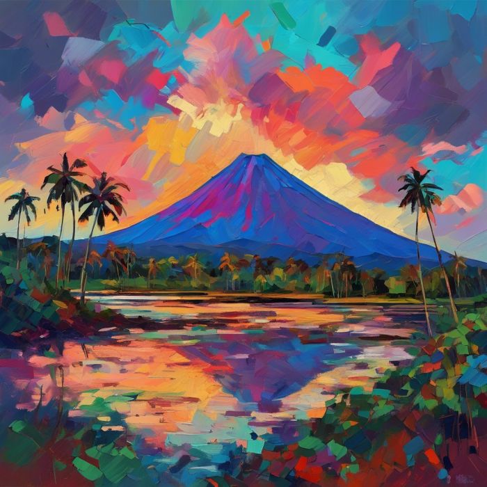 JUNGLE PARADISE SUNSET GLOW - UNIQUE Hand-painted ONE-OF-A-KIND ...