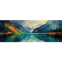 THE TRANQUIL WATERS OF LAKE LOUISE - UNIQUE Hand-painted ONE-OF-A-KIND ORIGINAL oil painting on ...