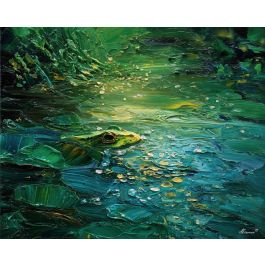 THE WET THAT AMPHIBIAN BECAME JADE | Frog Palette Knife Painting