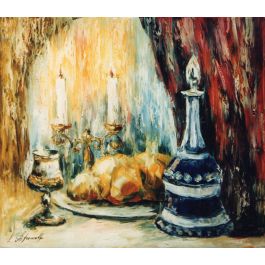 THE FIRST DINNER— PALETTE KNIFE Oil Painting On Canvas By Leonid ...