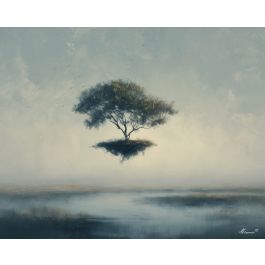 FLOATING TREE SILHOUETTE | Minimal Fantasy Nature Oil Painting