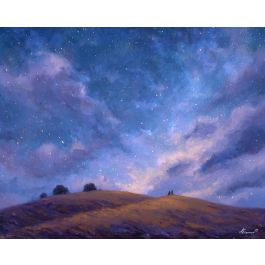 STARFALL HILLS | Soft Fantasy Night Landscape Oil Painting