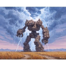 THUNDERBOUND GOLEM PLAIN | Lightning Elemental Oil Painting