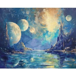 SPACE CASTLE - 100% UNIQUE Hand-painted ONE-OF-A-KIND ORIGINAL OIL ...
