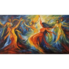 SPIRITUAL DANCE OF LIGHT AND SHADOW - 100% UNIQUE Hand-painted ONE-OF-A ...