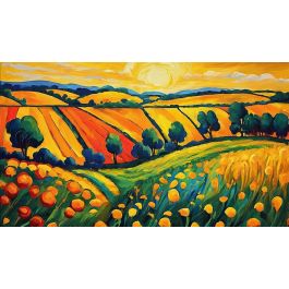 RADIANT FIELDS OF GOLD - 100% UNIQUE Hand-painted ONE-OF-A-KIND ORIGINAL OIL PAINTING ON CANVAS ...
