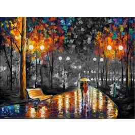 RAIN'S RUSTLE B&W - limited-edition original oil painting by Leonid Afremov