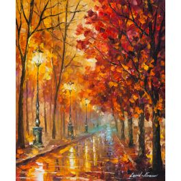 SWEET RED FALL - PALETTE KNIFE Oil Painting On Canvas By Leonid Afremov