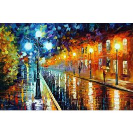 BLUE LIGHTS — PALETTE KNIFE Oil Painting On Canvas By Leonid Afremov ...